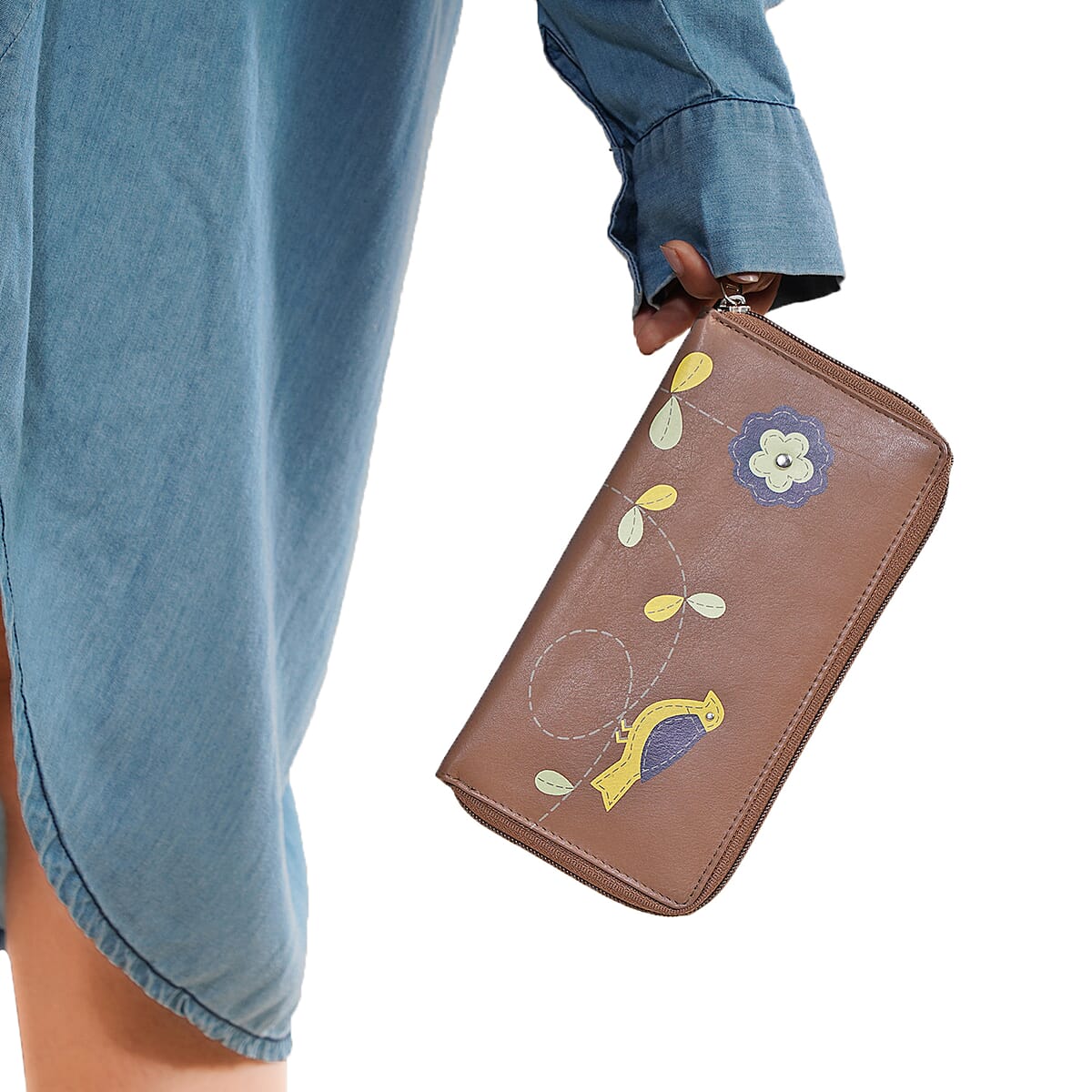 Buy Union Code Dark Cognac Color Floral Pattern 100% Genuine Leather ...