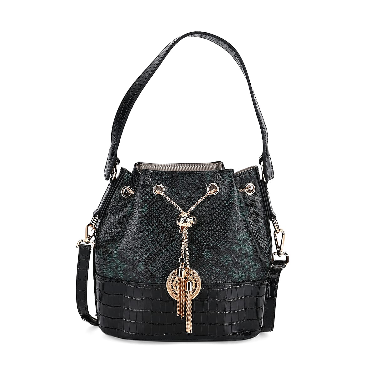 Buy Italy Retro Noble Collection Green Snake Print Genuine Leather ...