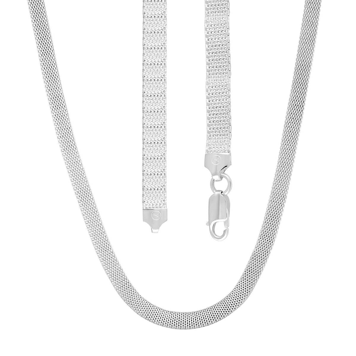 Buy Flat Coryana Necklace in Sterling Silver 15.40 Grams 20 Inches at ...