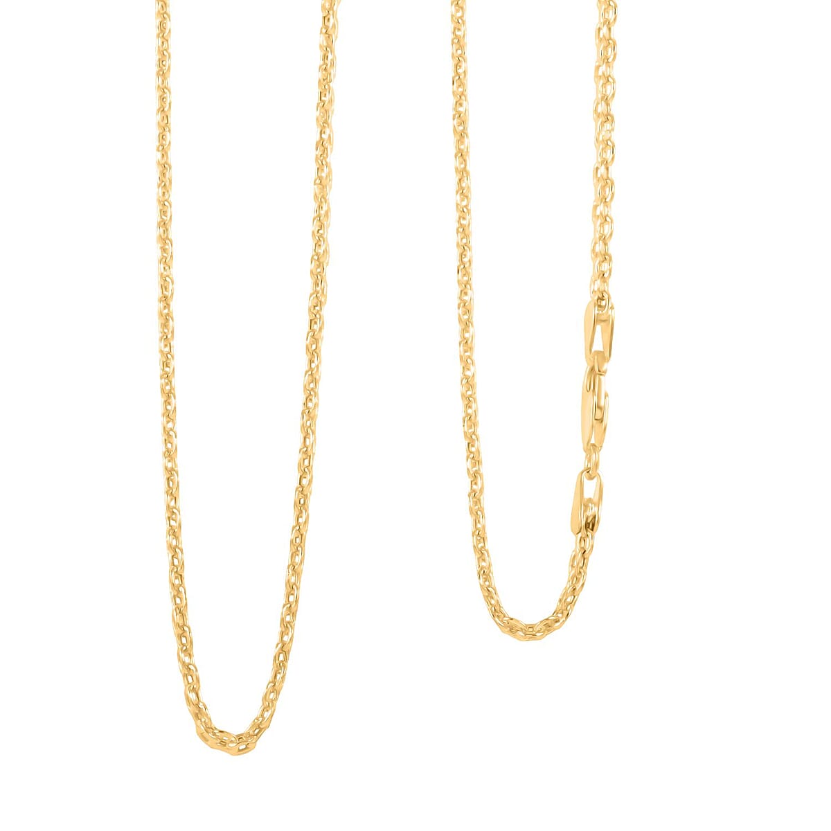 Buy 14K YG Over Sterling Silver Double Bismark Chain Necklace (20 ...