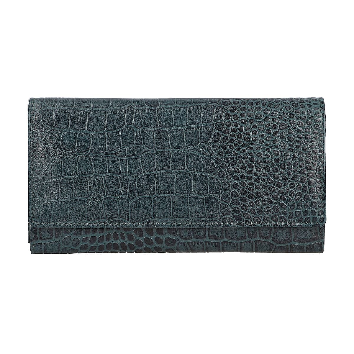 Buy Union Code Teal RFID Protected Genuine Leather Croco Embossed ...