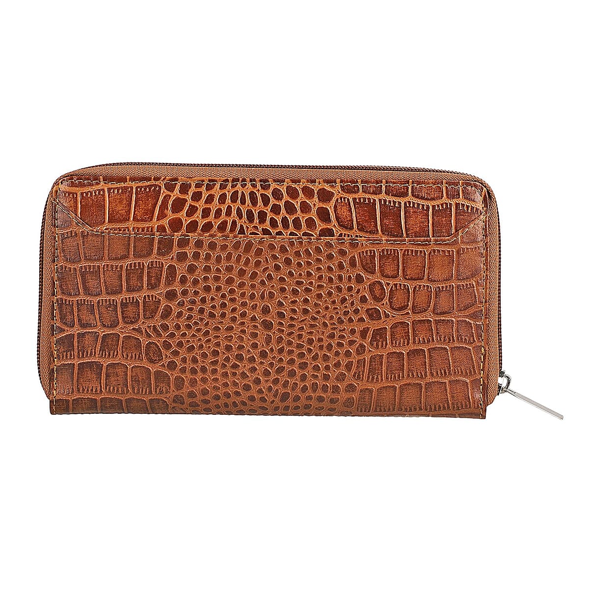 Buy Union Code Tan Genuine Leather Croco Embossed RFID Wallet at ShopLC.