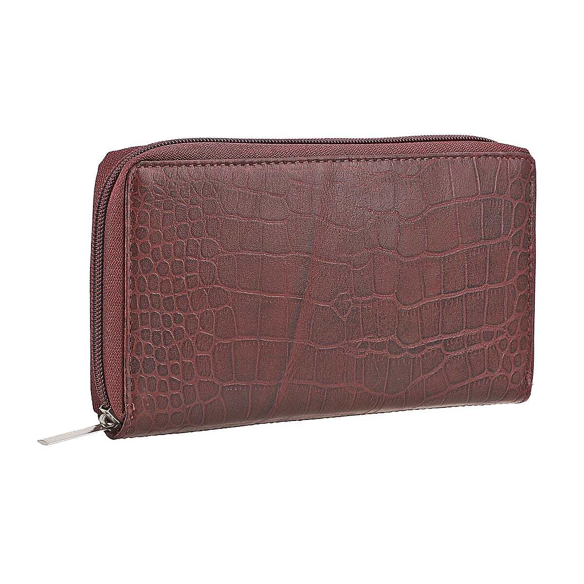 Buy Union Code Wine Genuine Leather Croco Embossed RFID Wallet at ShopLC.