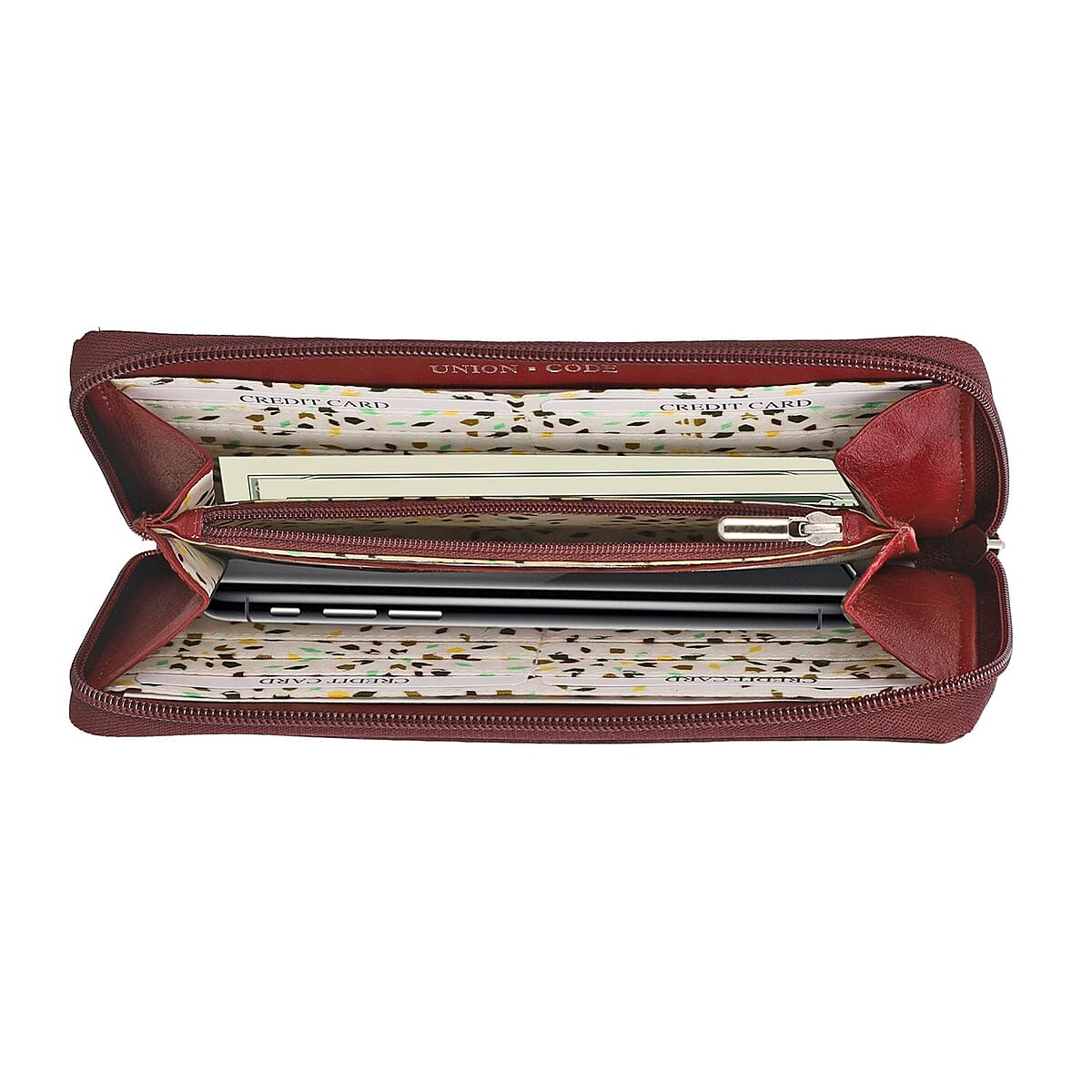 Buy Union Code Wine Genuine Leather Croco Embossed RFID Wallet at ShopLC.