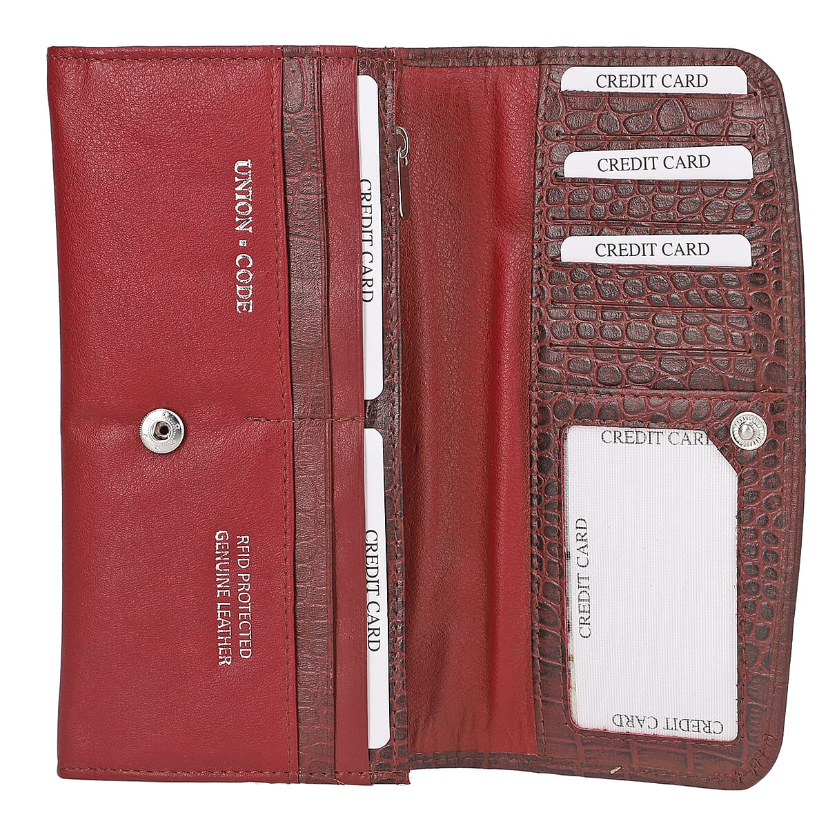 Buy Union Code Wine Croc Embossed Genuine Leather Wallet at ShopLC.
