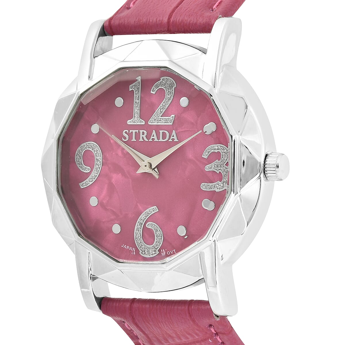 Buy Strada Japanese Movement Cut Glass Watch with Rose Red Vegan ...