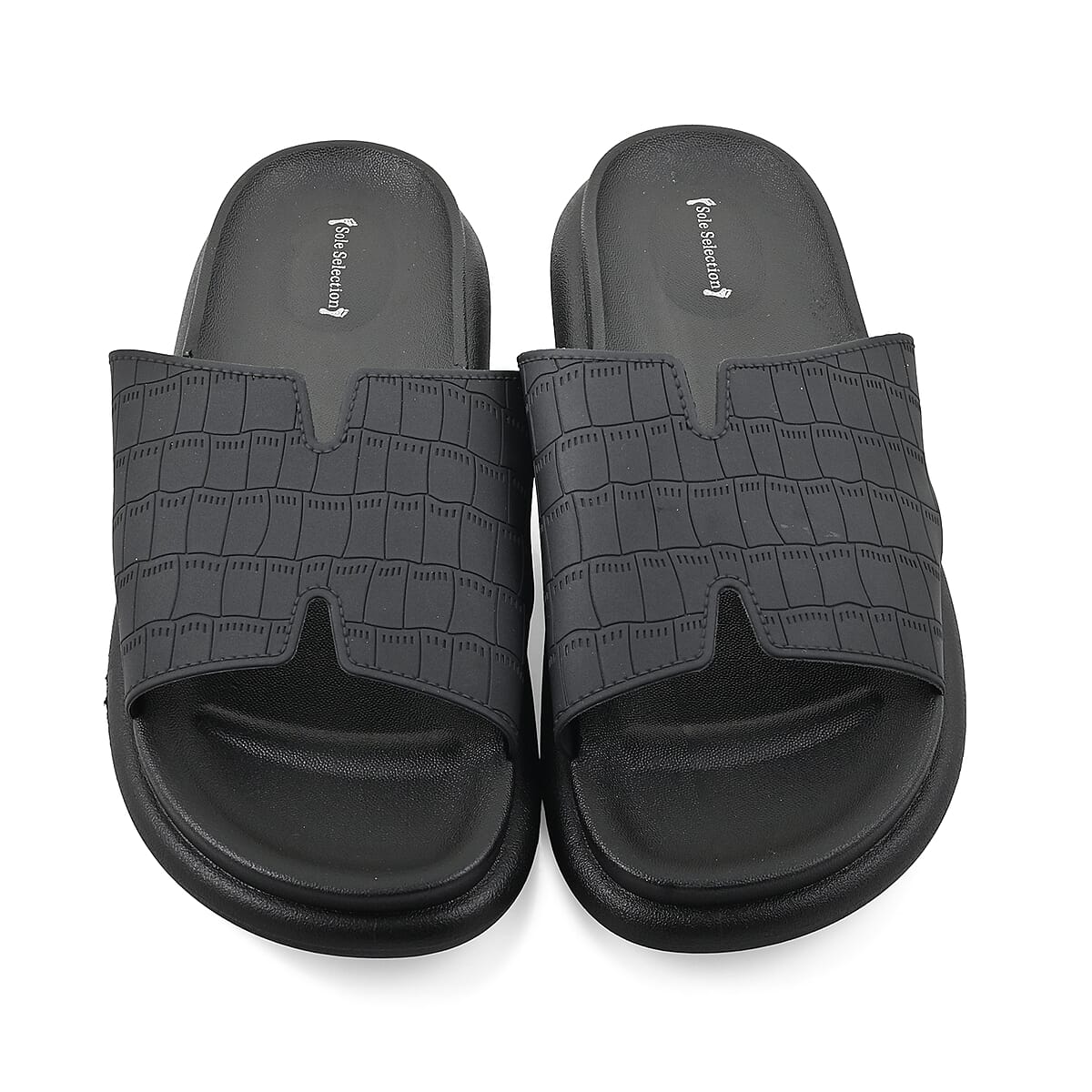 Buy SOLE SELECTIONS Black EVA Faux Embossed PU Slide - S at ShopLC.