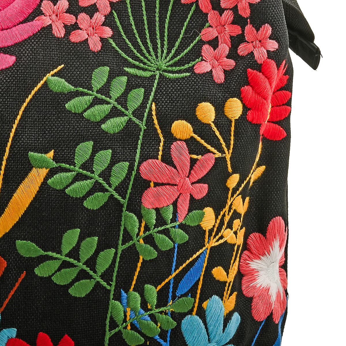 Buy Black Floral Embroidery Polyester Tote Bag at ShopLC.