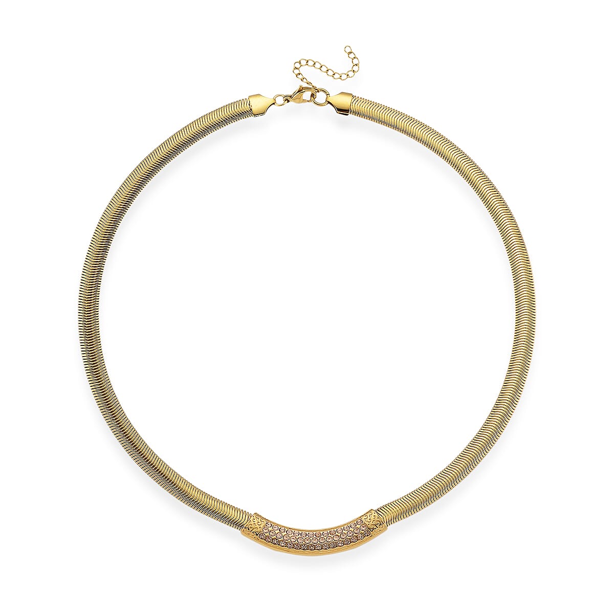Buy Champagne Austrian Crystal Snake Chain Necklace in ION Plated YG ...