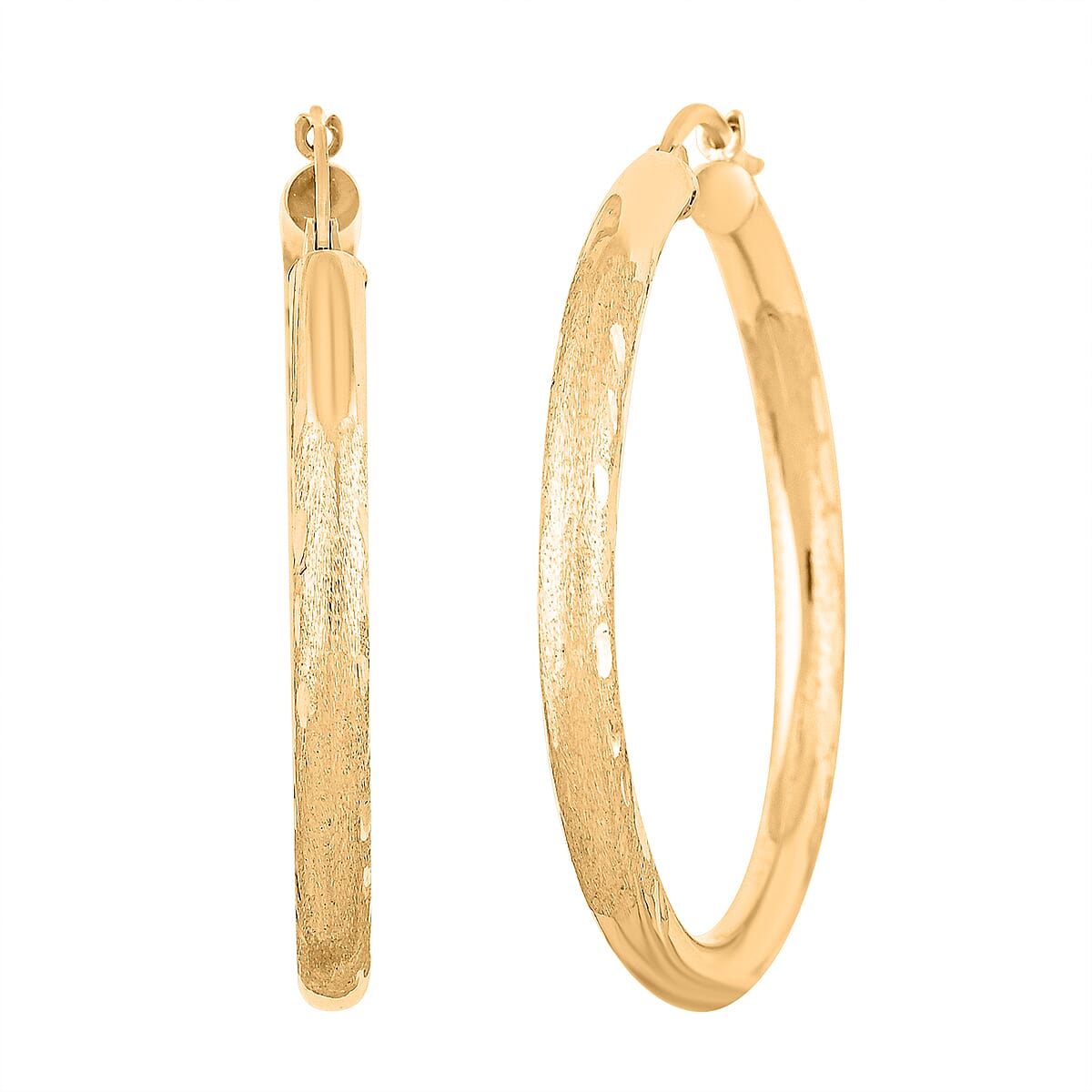 Buy Pipe Diamond-cut 3x34.8mm Hoop Earrings in 10K Yellow Gold 1.90 ...