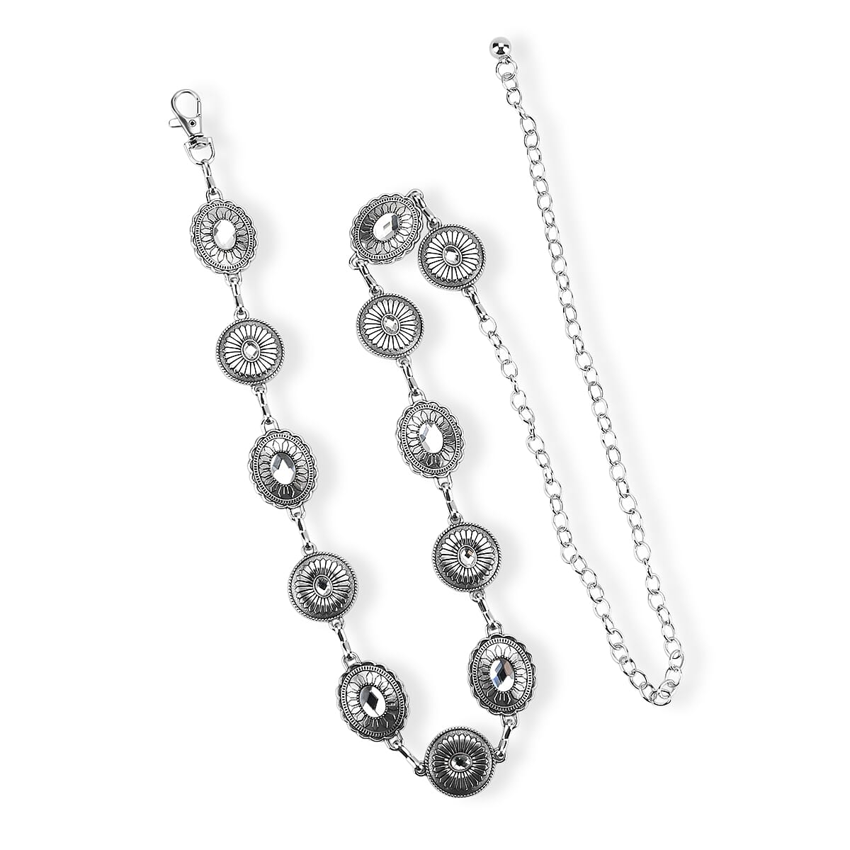 Buy Tamsy Silvertone Blue Tears Design Concho Belt at ShopLC.