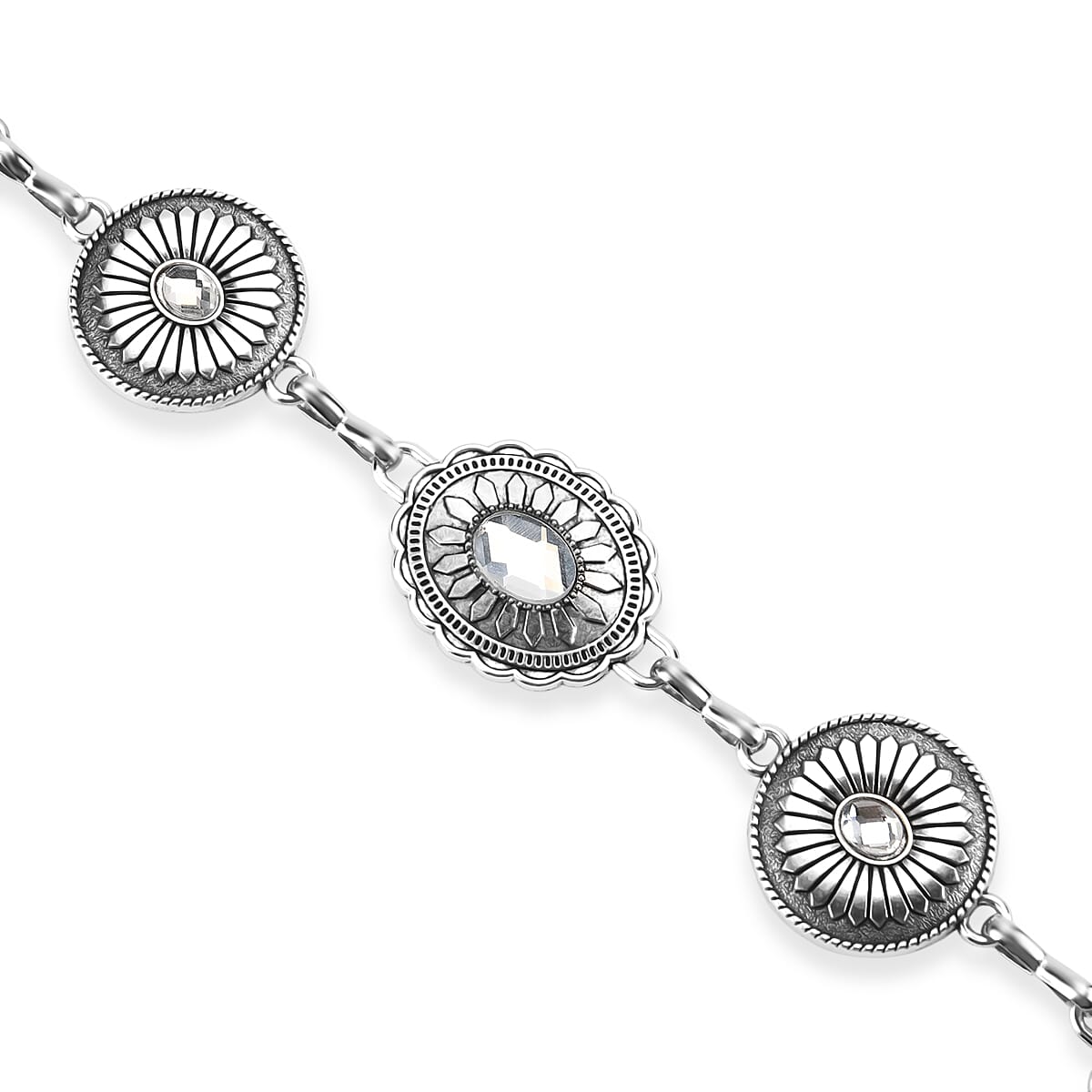 Buy Tamsy Silvertone Blue Tears Design Concho Belt at ShopLC.