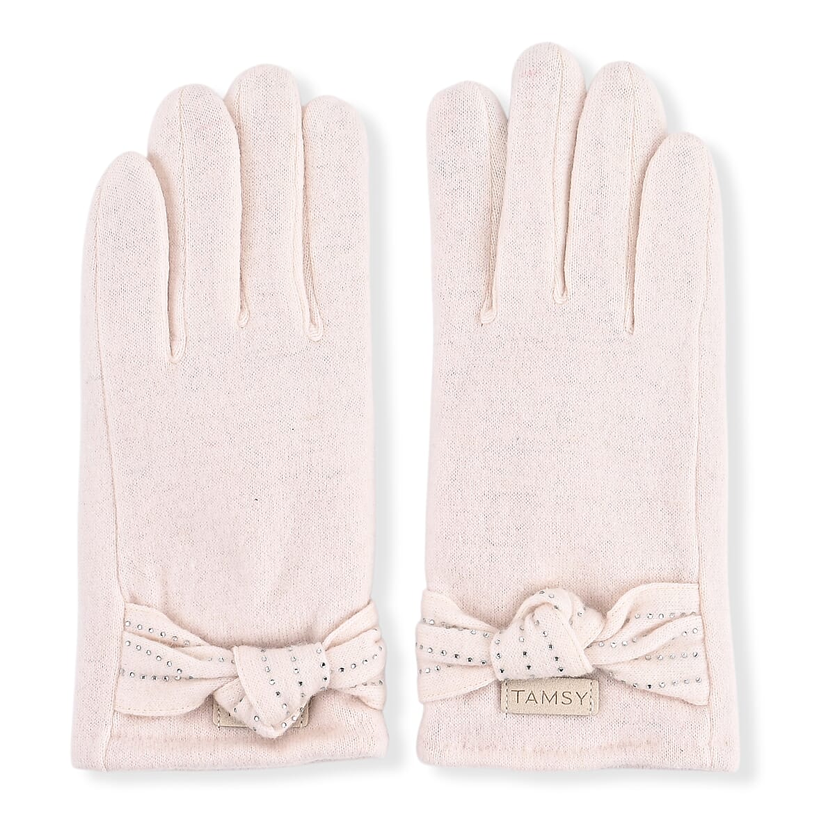 Buy Tamsy White Cashmere Wool Gloves with 2 Fingers Screen Touch at ShopLC.