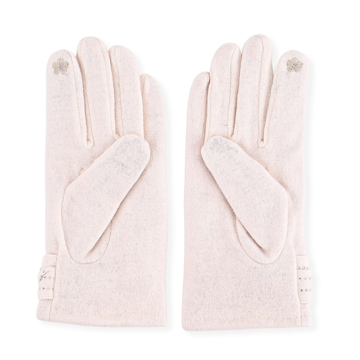 Buy Tamsy White Cashmere Wool Gloves with 2 Fingers Screen Touch at ShopLC.
