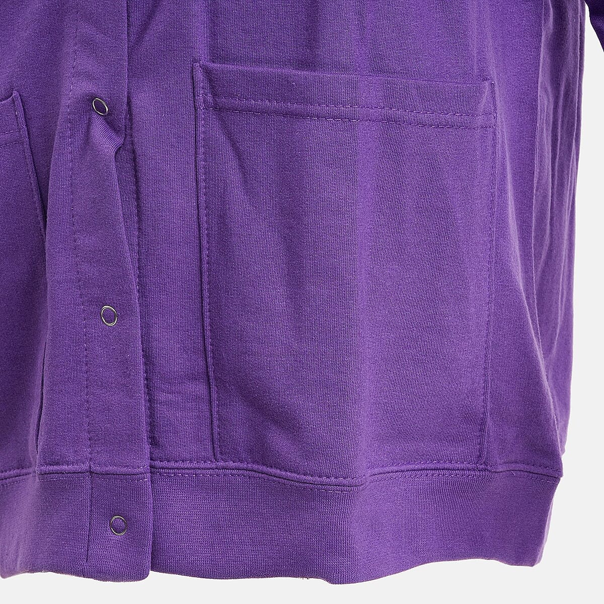 Buy CATALOGUE CLASSIC Purple Snap Front Fleece Cardigan with Pockets ...