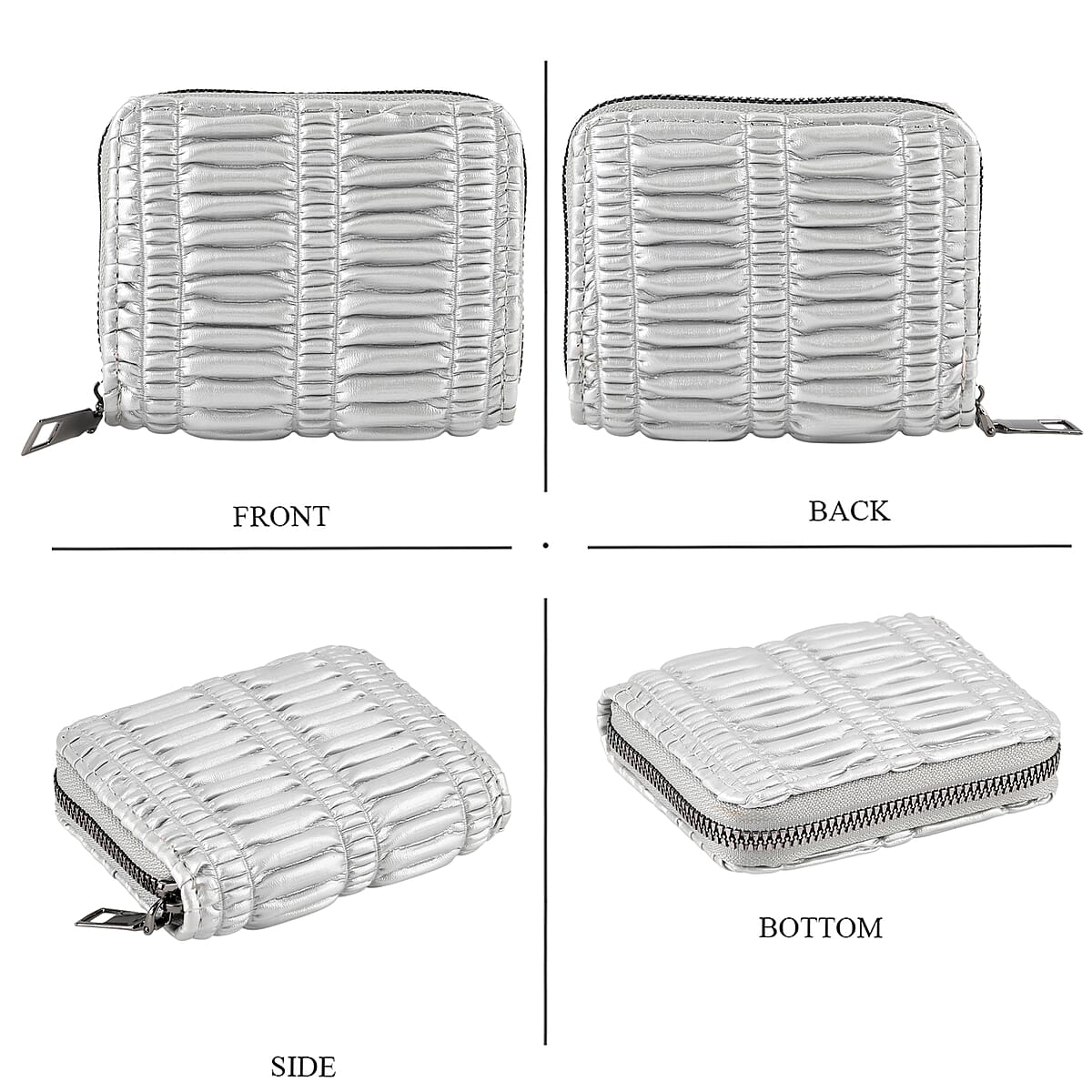 Buy La Marey Silver Pleated Faux Leather Square Phone Bag with Card Bag ...