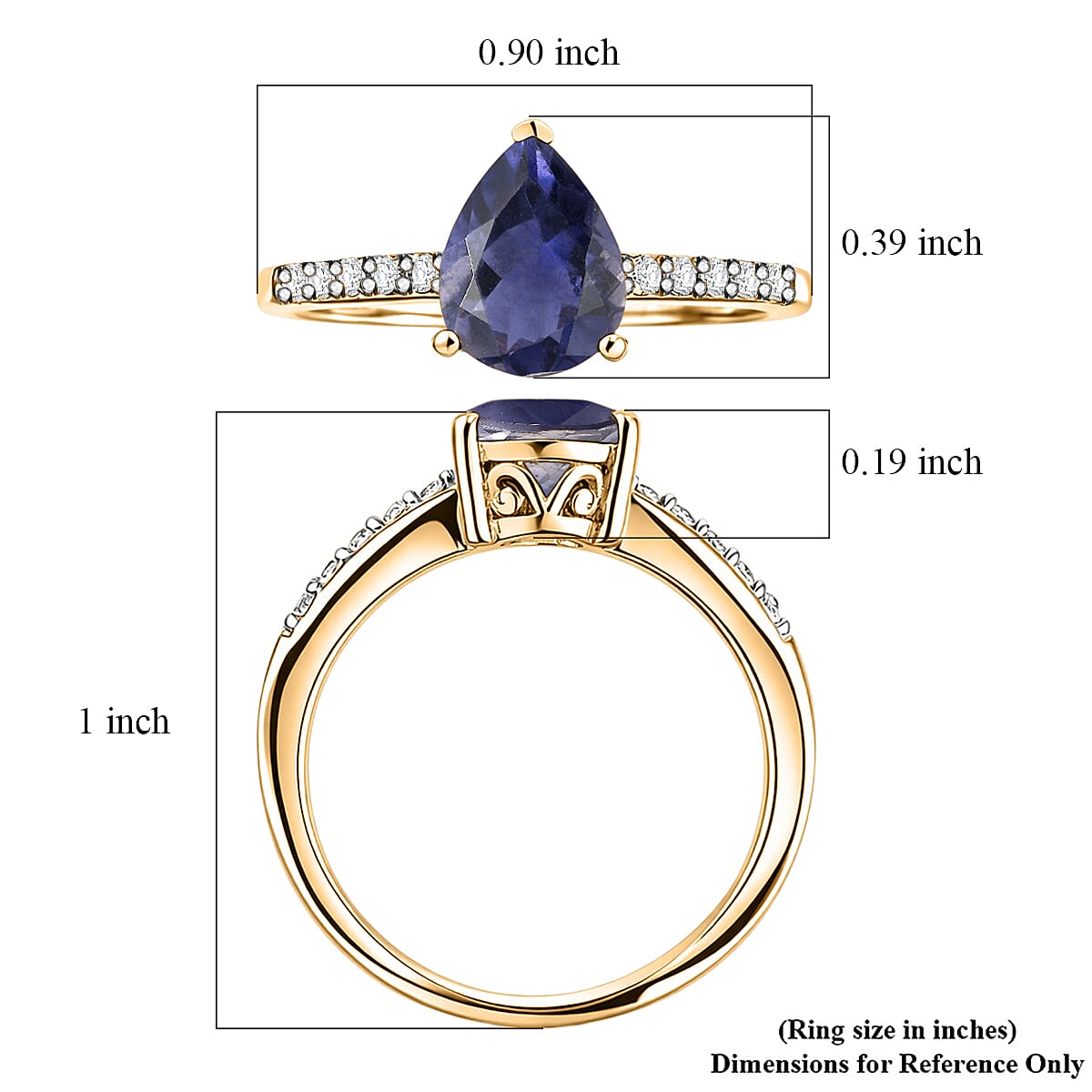 Buy D'Joy Premium Catalina Iolite and White Zircon Fashion Ring in 18K ...