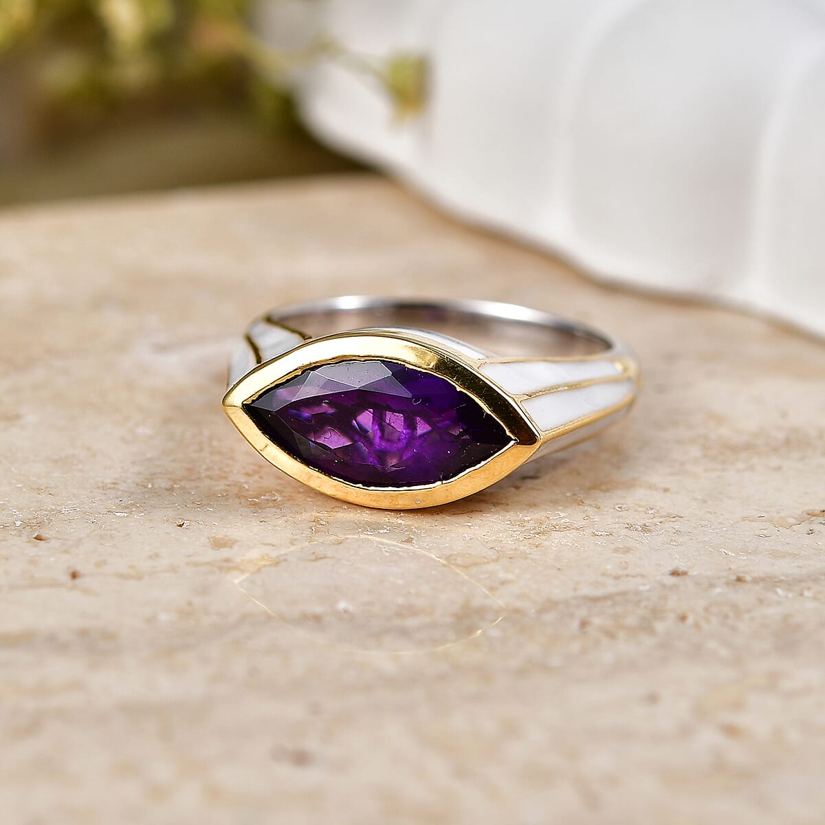 Buy D'Joy AAA Zambian Amethyst 2.50 ctw Regal Shield Ring in 18K ...