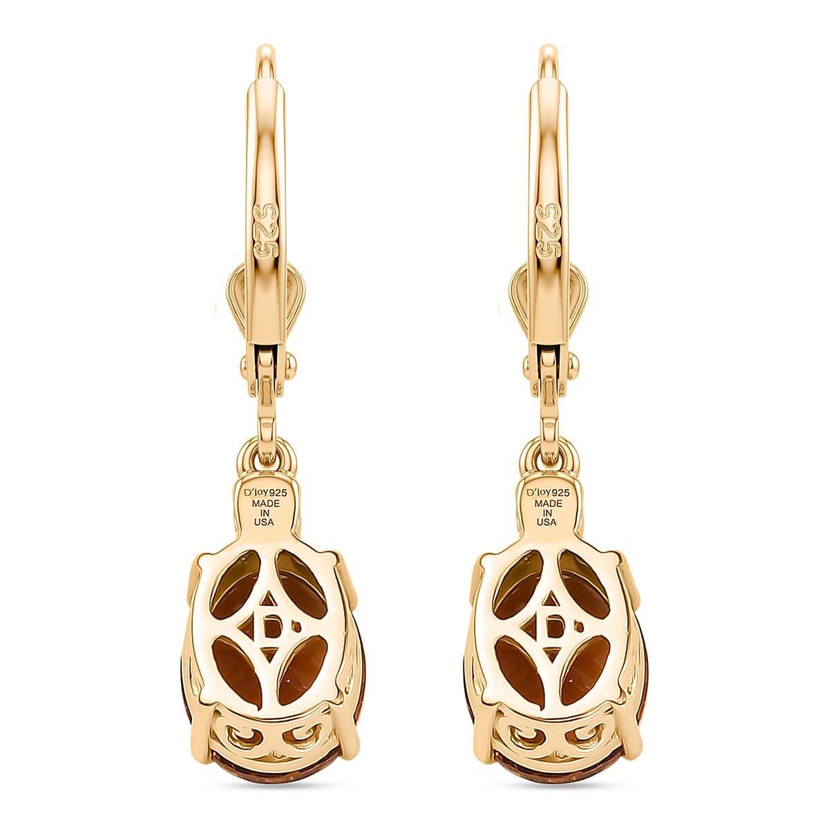 Buy D'Joy AAA Santa Ana Madeira Citrine, Moissanite Earrings in 18K ...