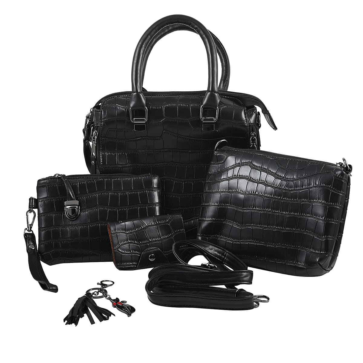 Buy HARPER AND HYDE Designer Closeout Set of 4 Black Croco Embossed ...