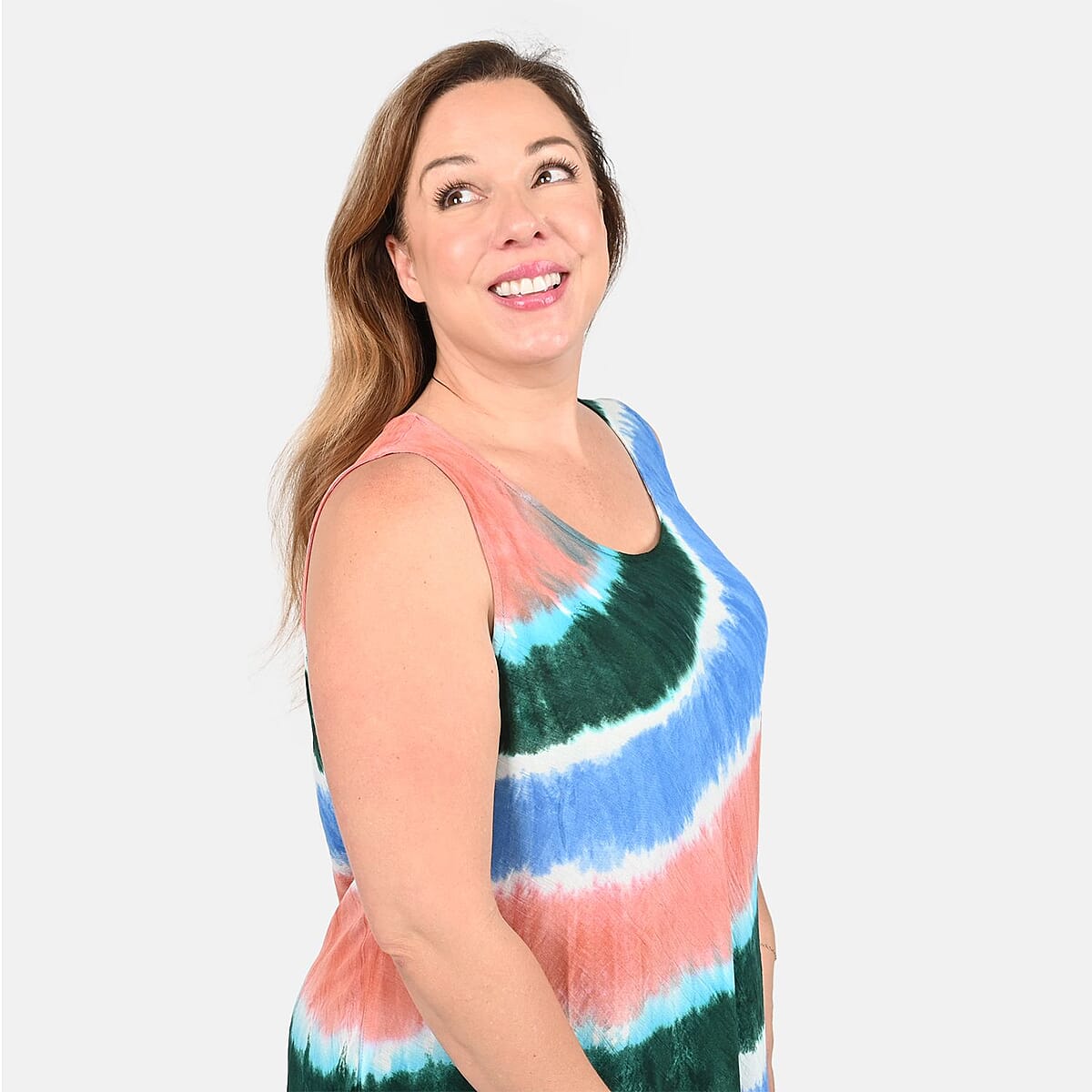 Buy Tamsy Sky Blue Tie Dye Umbrella Dress One Size Fits Most At Shoplc