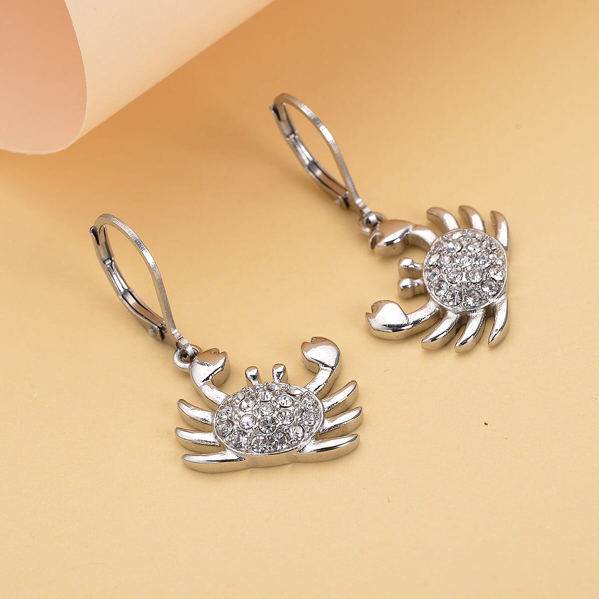 Buy Austrian Crystal Crab Earrings in Stainless Steel at ShopLC.