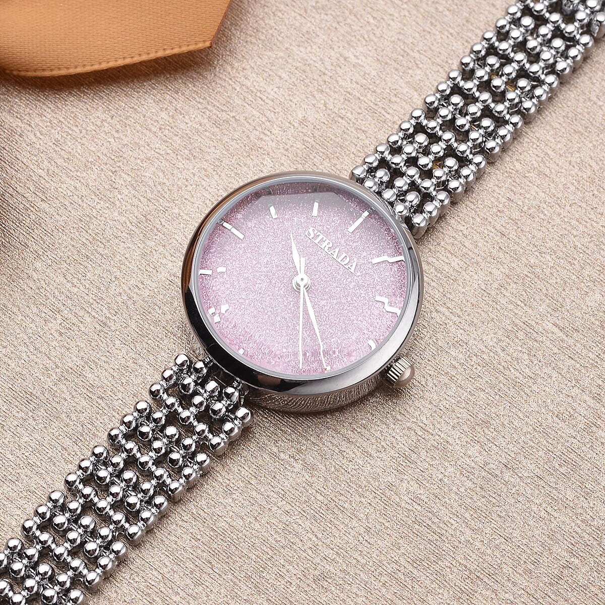 Buy Strada Japanese Movement Pink Stardust Dial Watch with Silvertone ...