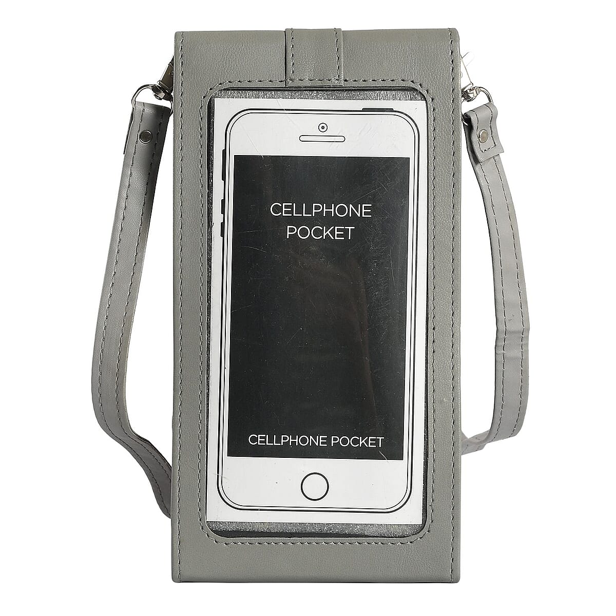 Buy Gray RFID Protected Genuine Leather Mobile Phone Crossbody Wallet ...