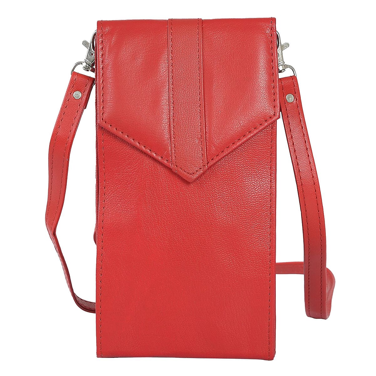 Buy Red RFID Protected Genuine Leather Mobile Phone Crossbody Wallet ...