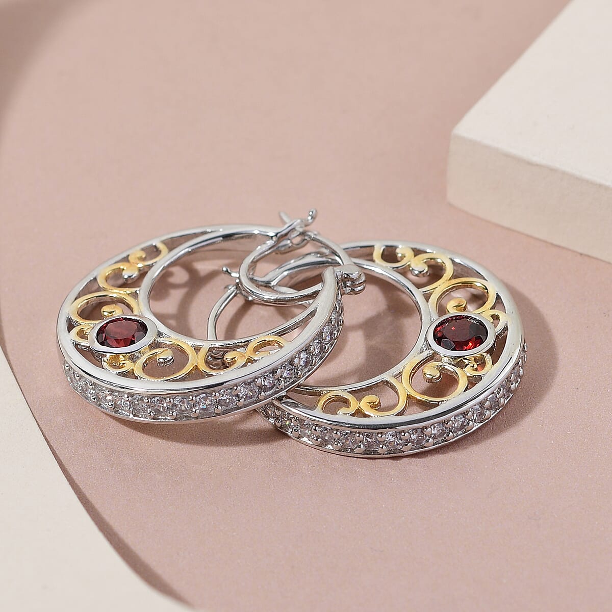 Buy KARIS Peridot and Simulated Diamond Earrings in ION Plated 18K YG ...