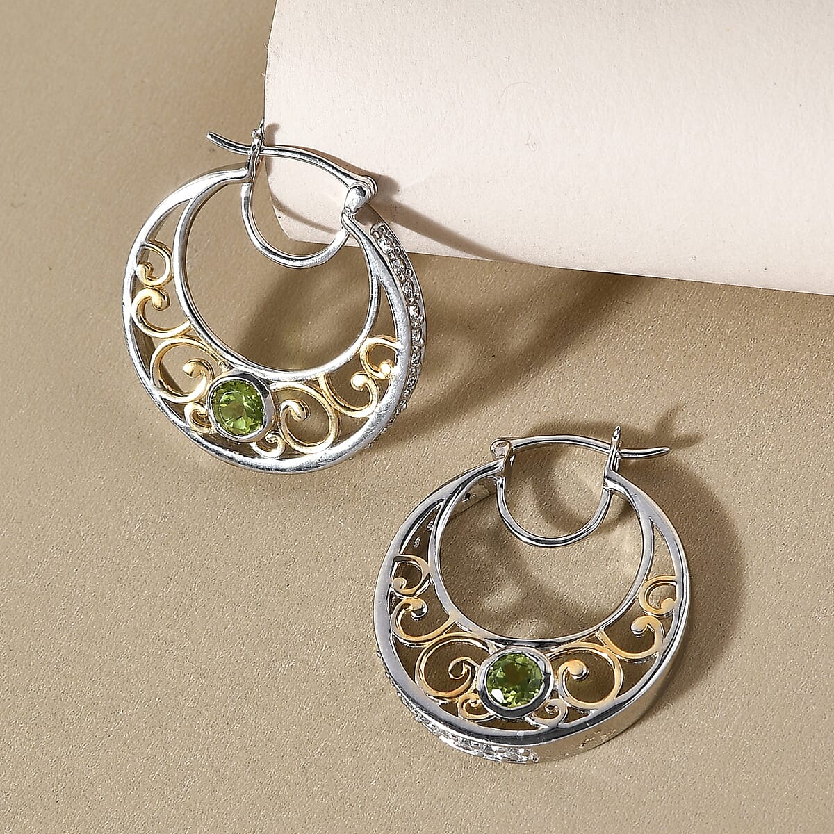 Buy Karis Peridot and Simulated Diamond Earrings in 18K YG Plated and ...